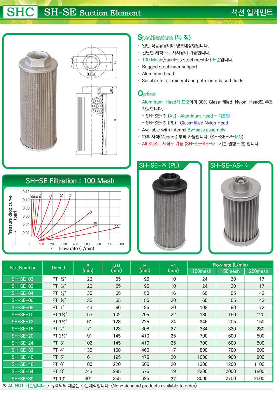 석션 엘레멘트(100Mesh) SH-SE (21402)