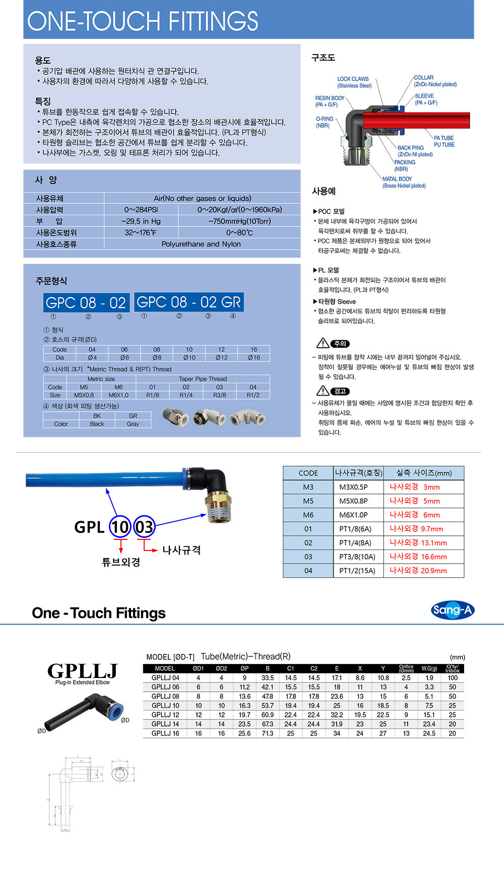 원터치피팅 GPLLJ (봉단위) (15245)