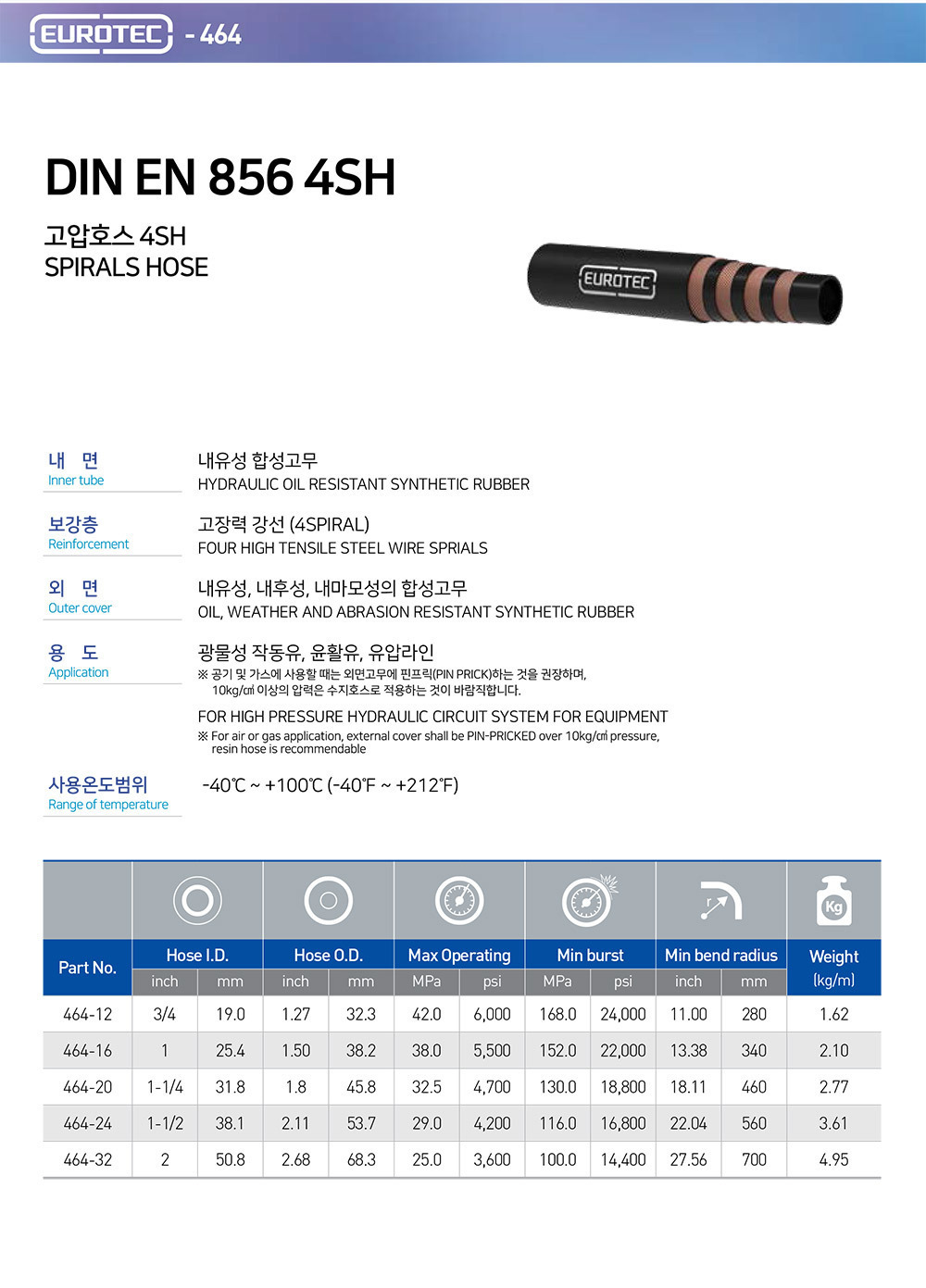 고압호스 DIN EN856 4SH (22257)